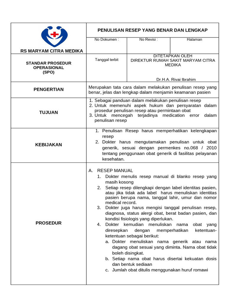 Penulisan Resep Yang Benar Dan Lengkap | PDF | Pengembangan Diri ...