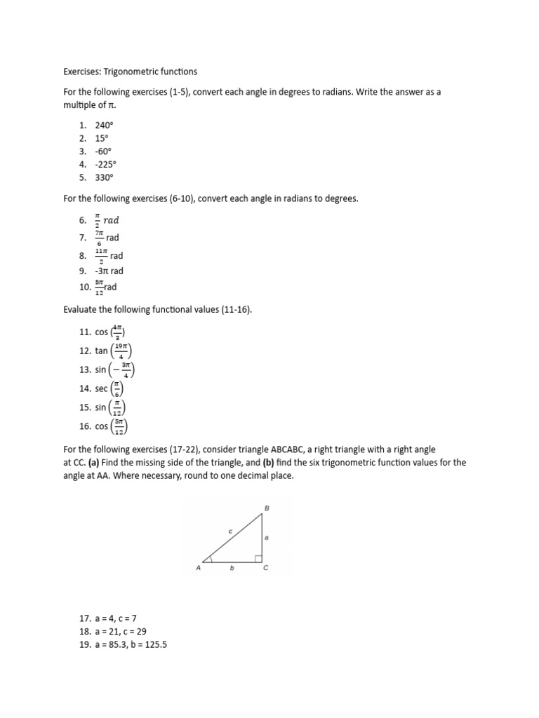 Trigonometry Exercises for Students | PDF | Teaching Methods & Materials | Science & Mathematics