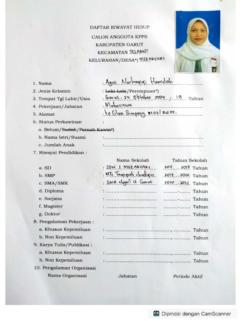 Daftar Riwayat H. - Agni NurhaqiqiHamidah | PDF