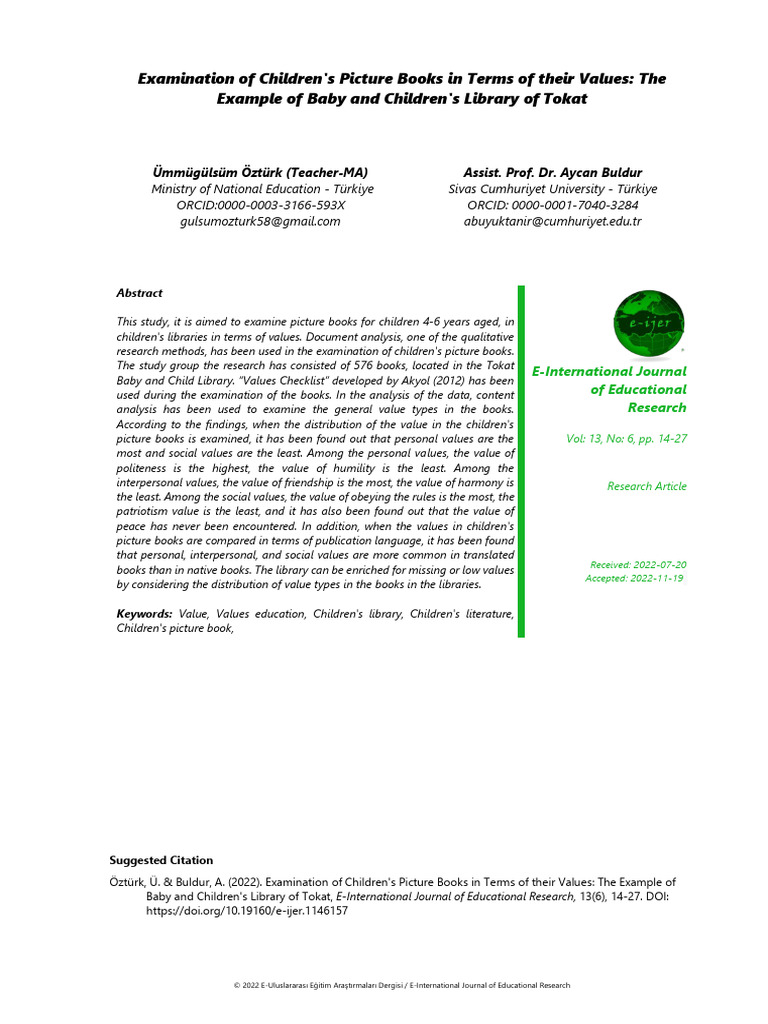 10.19160 e Ijer.1146157 2547937 | PDF | Psychology | Psychological Concepts