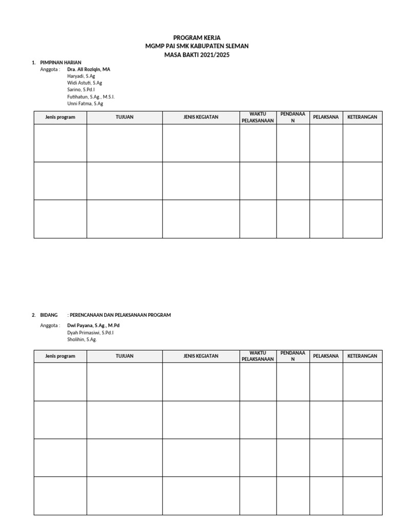 Form PROGRAM KERJA | PDF