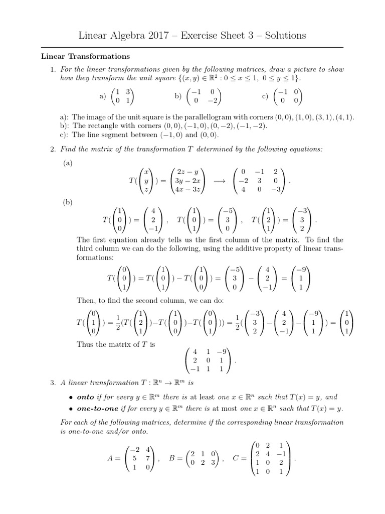 LA-Sheet3-Sols | PDF | Matrix (Mathematics) | Abstract Algebra