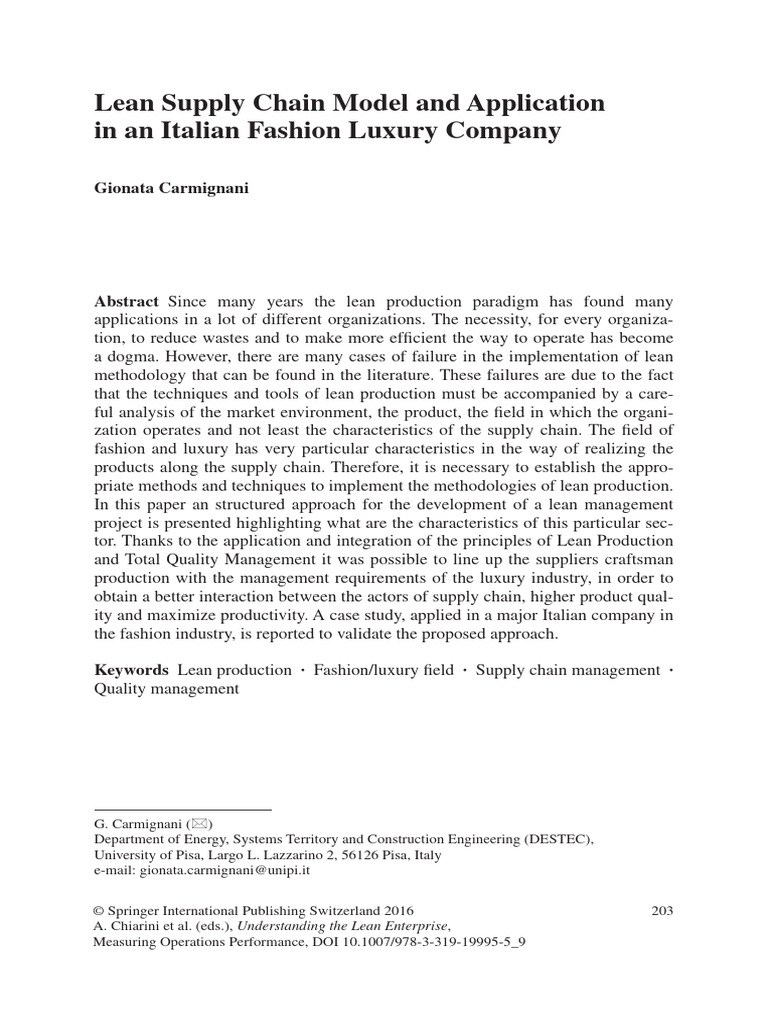 Lean Luxury Supply Chain Model | PDF | Supply Chain | Supply Chain ...