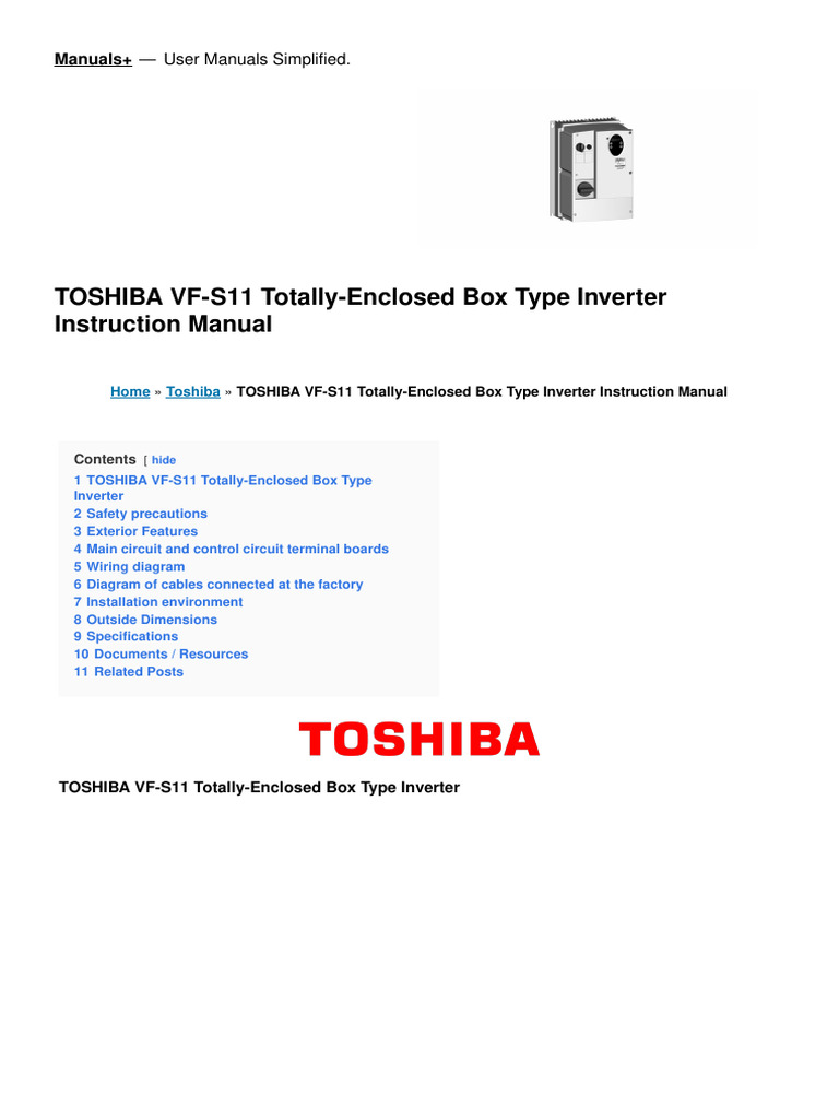 VF s11 Totally Enclosed Box Type Inverter Manual | PDF | Electrical ...