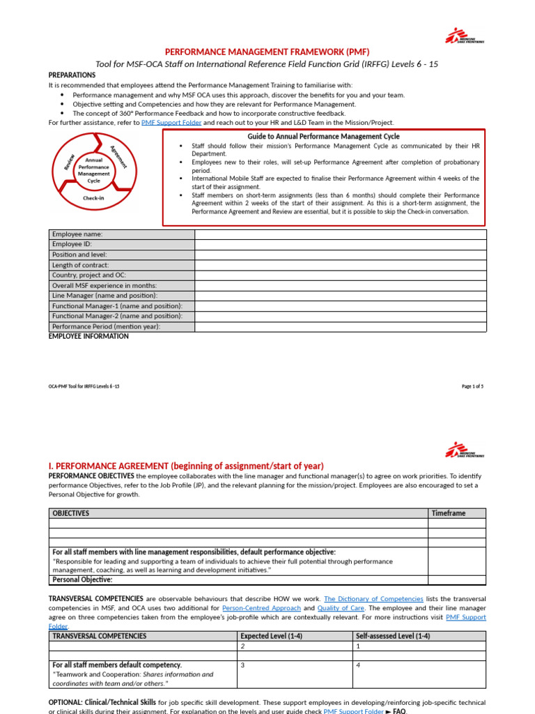 Performance Management Tool For IRFFG Levels 6-15 - MSF-OCA | PDF ...