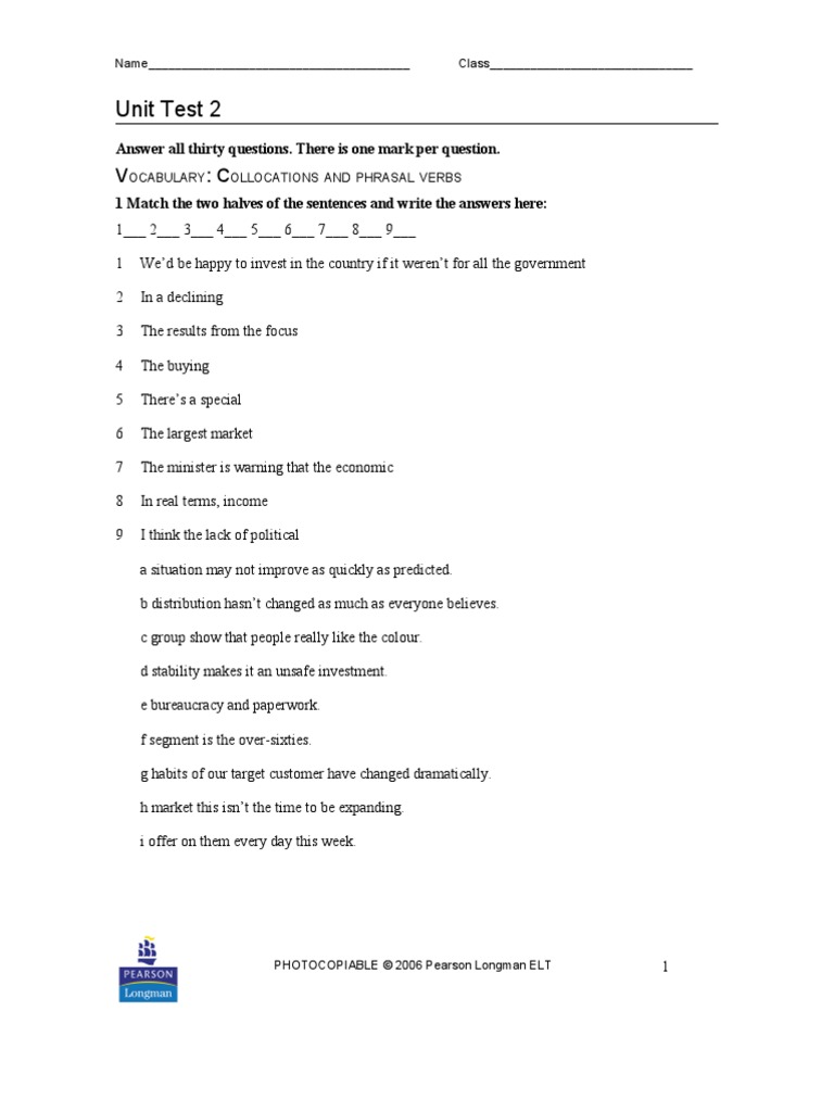 Unit 2 Test | PDF | Business