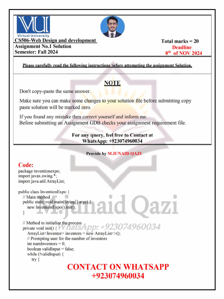 CS506-Assignment 1 Solution Fall 2024 by M.junaid Qazi | PDF