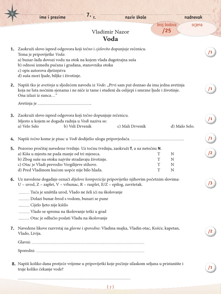 04 - Vladimir Nazor, Voda, Lektira | PDF