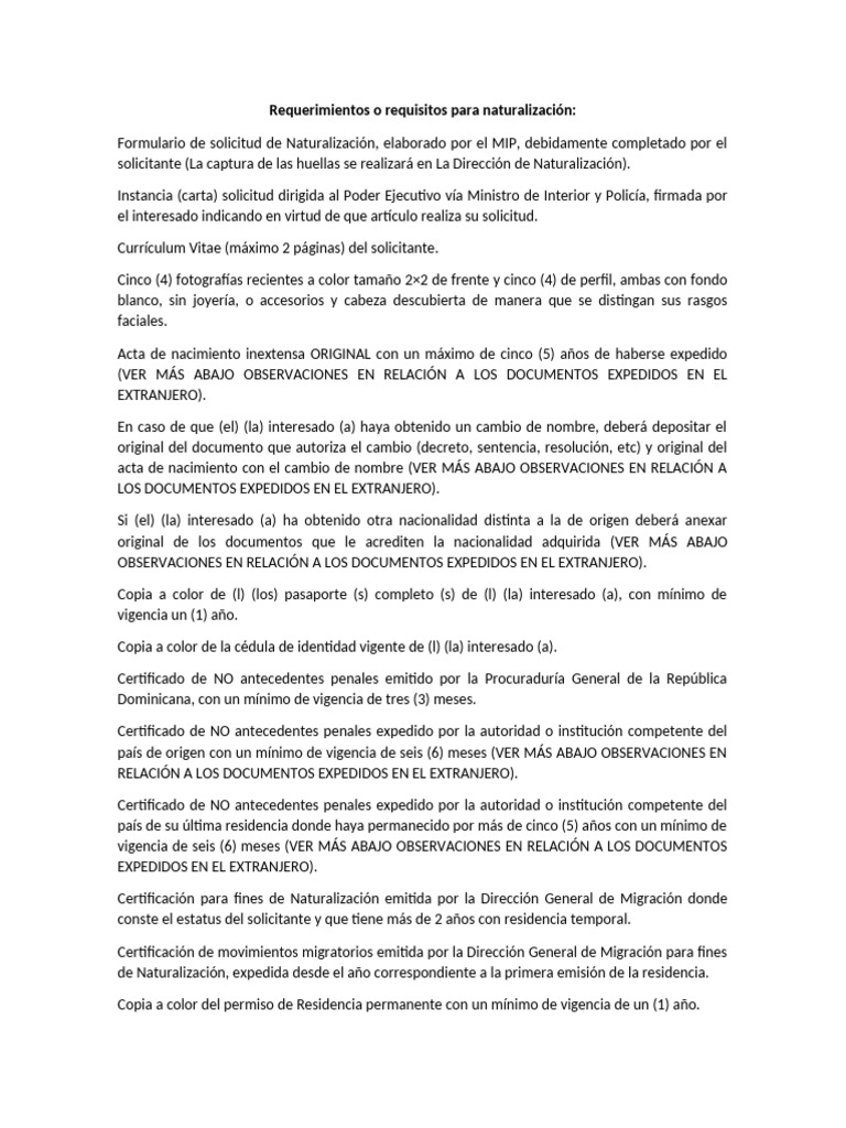 Requisitos para Naturalizacion | PDF | Documento de identidad | Cónsul (representante)