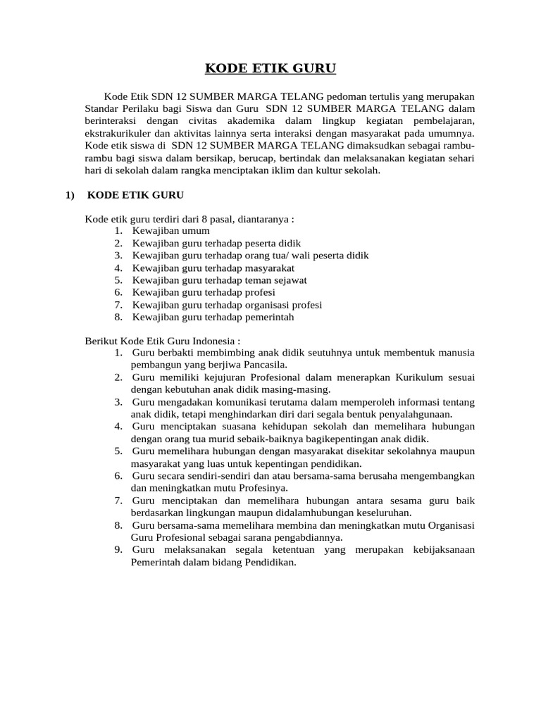 Kode Etik Guru Dan Siswa | PDF | Ilmu Sosial | Kesehatan Holistik