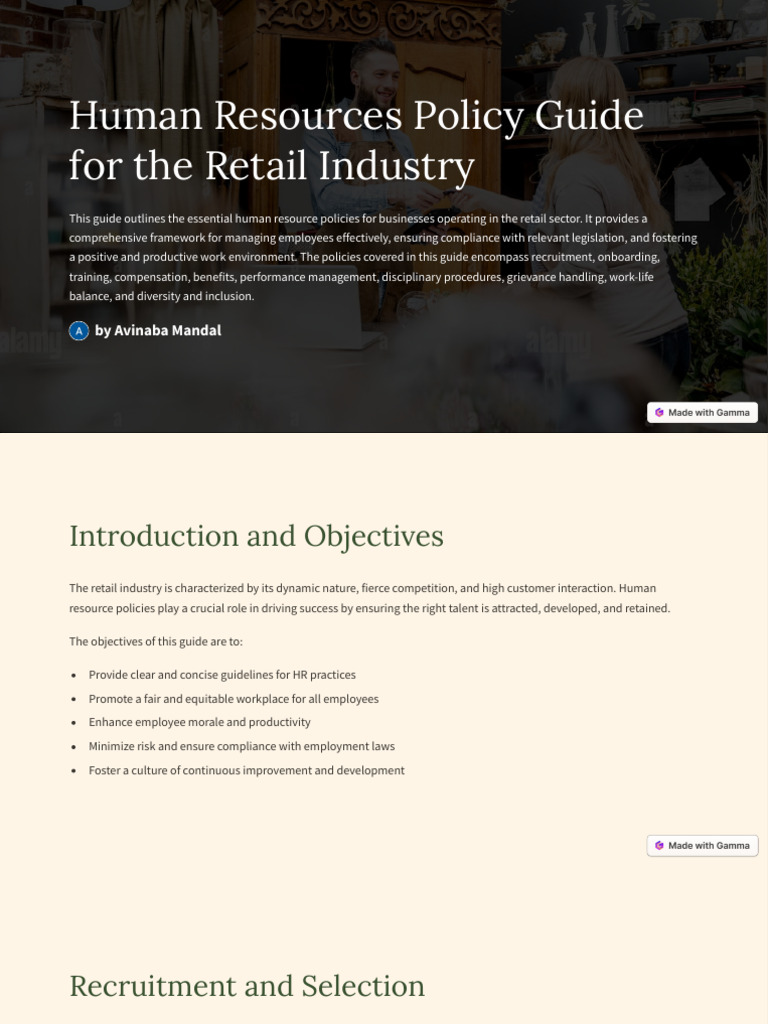 HR Policy Framework for Retail Success | PDF | Recruitment | Employment