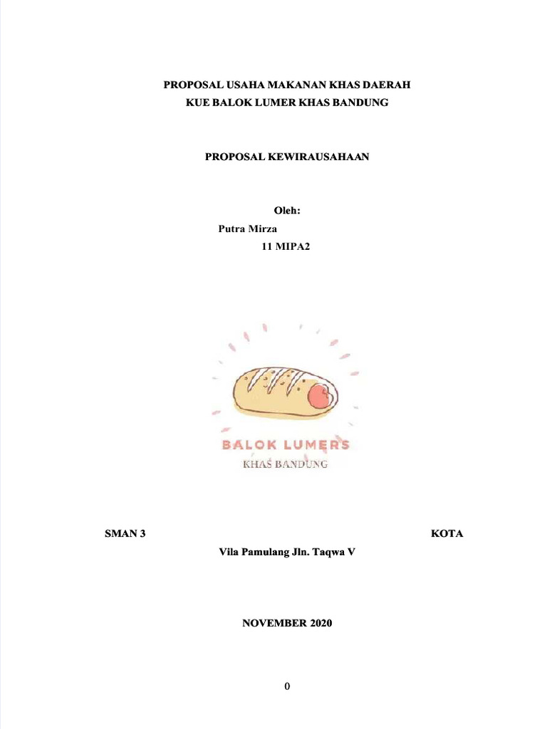 PDF Proposal Usaha Makanan Khas Daerah - Compress | PDF