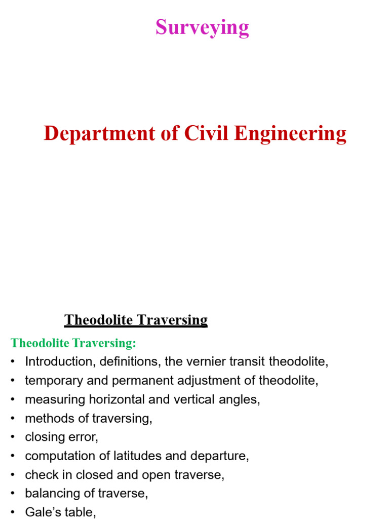 Theodolite Traversing Techniques Guide | PDF | Surveying | Angle
