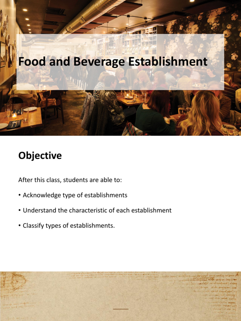 Types of Food and Beverage Establishments | PDF | Restaurants | Pub