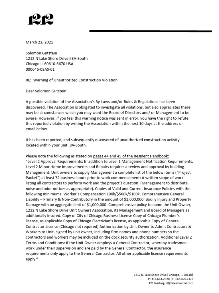 8AS - Construction Rule - Letter Notice of Violation | PDF | General ...