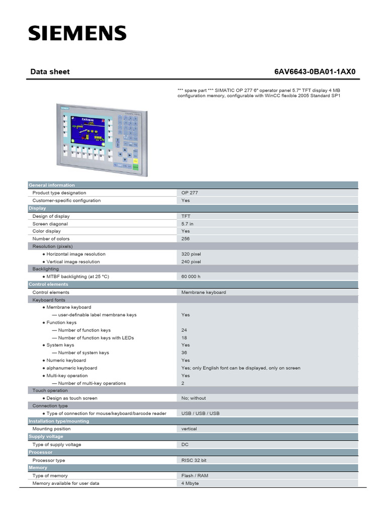 6AV66430BA011AX0 Datasheet en | PDF | Computer Keyboard | Computer Hardware