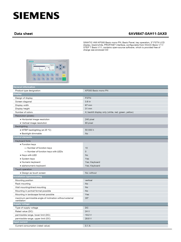 6AV66470AH113AX0 Datasheet en | PDF | Backlight | Computer Keyboard