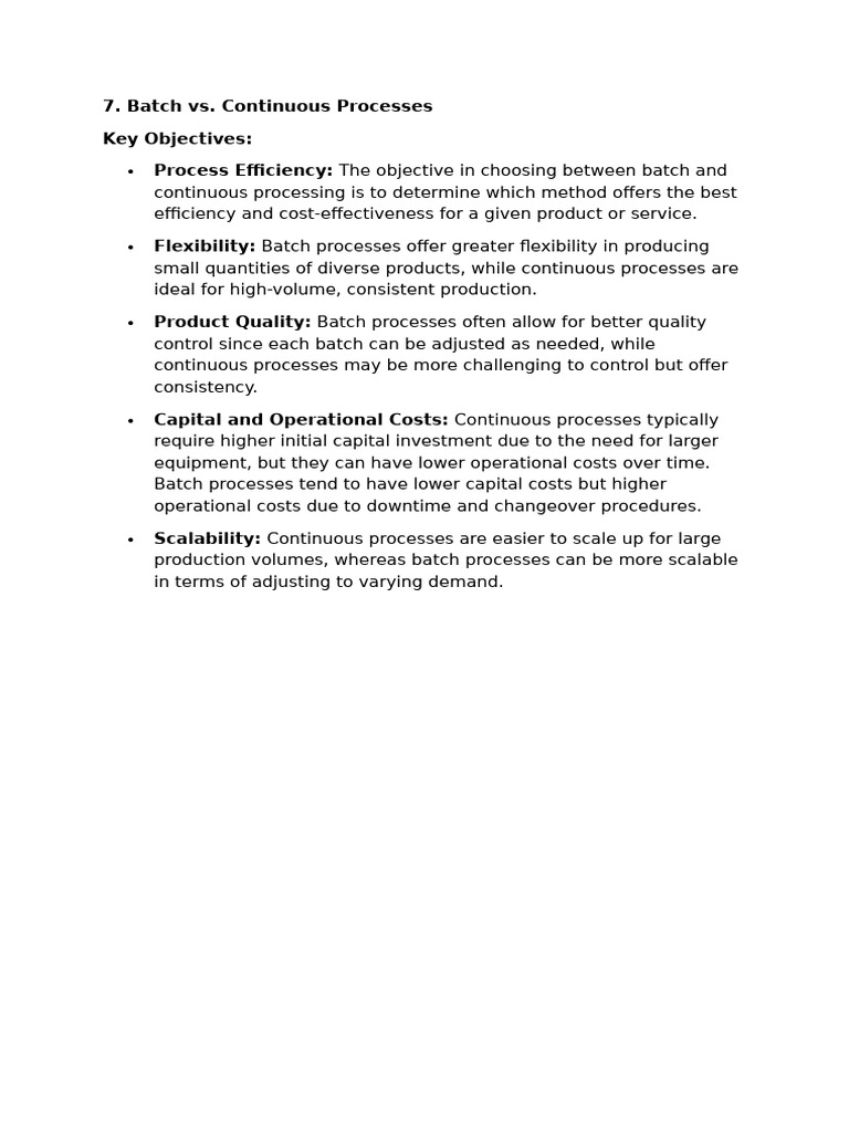Batch vs. Continuous Processes | PDF