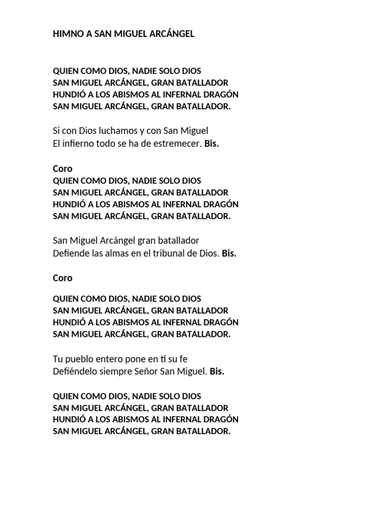 Himno A San Miguel Arcángel | PDF