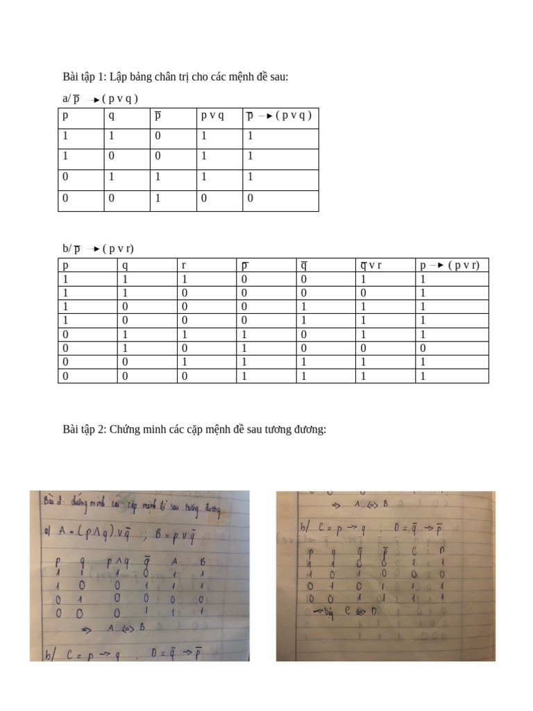 Bài tập chương 1 logic | PDF