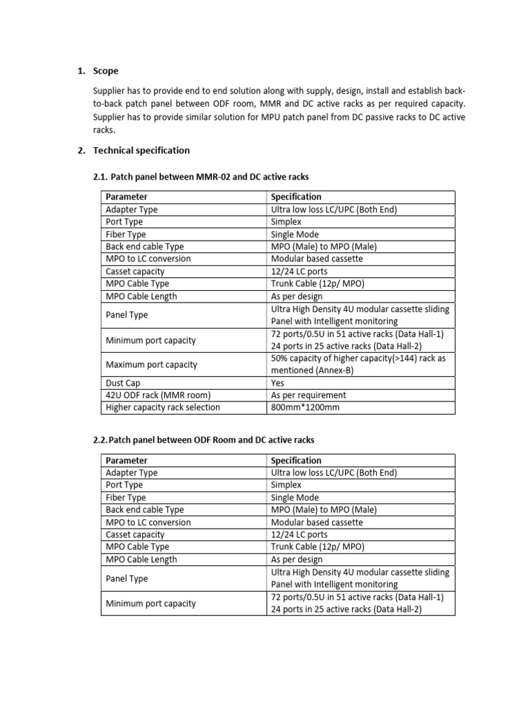 RFP - Passive Patch Panel - 14 August 24 | PDF | Manufactured Goods ...