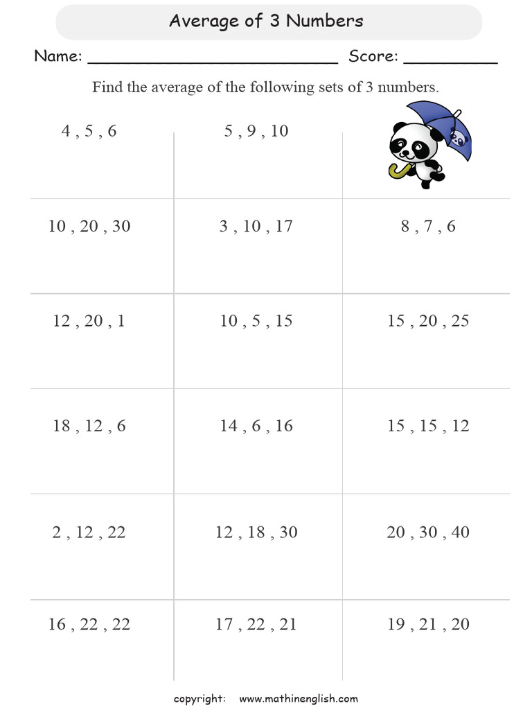 Find Average 3 Numbers P4 | PDF | Teaching Methods & Materials