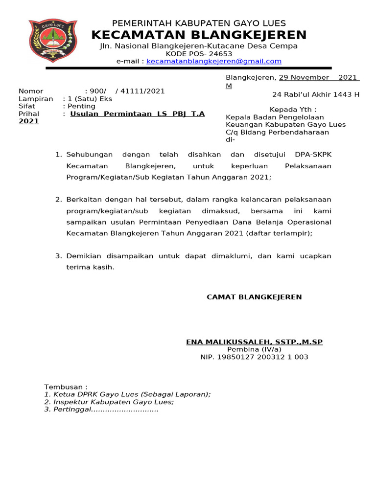 SURAT Pengantar SPD | PDF