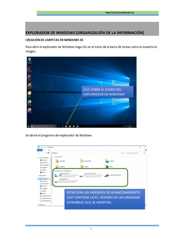 Prácticas Básicas de Windows 10 | PDF | Windows 10 | Archivo de computadora
