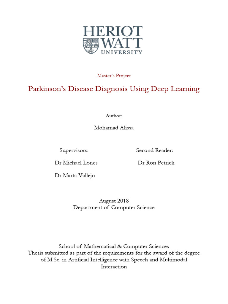 Parkinsons Disease Diagnosis Using Deep Learning Pdf Artificial Neural Network Parkinsons
