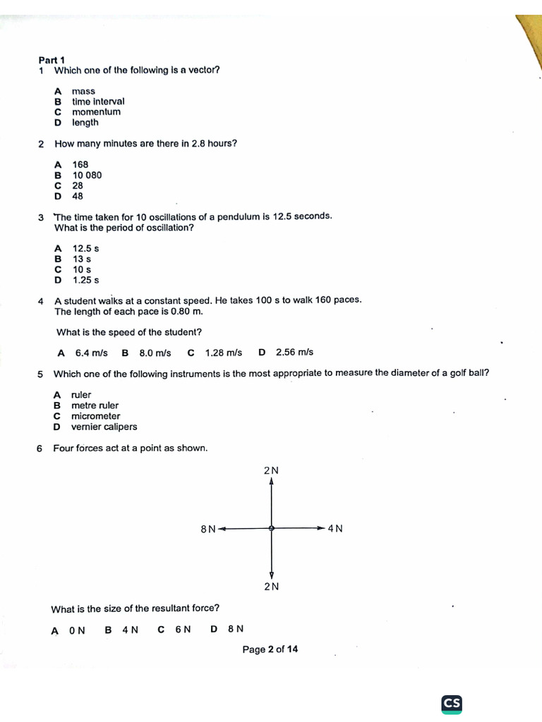 Grade 8 - Physics - 1st Term - 2023 | PDF