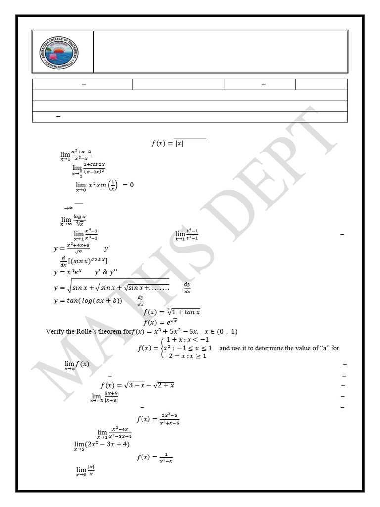 UNIT-II Differential Calculus QB | PDF | Tangent | Mathematical Relations