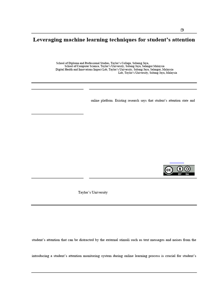 Leveraging Machine Learning Techniques For Student's Attention ...