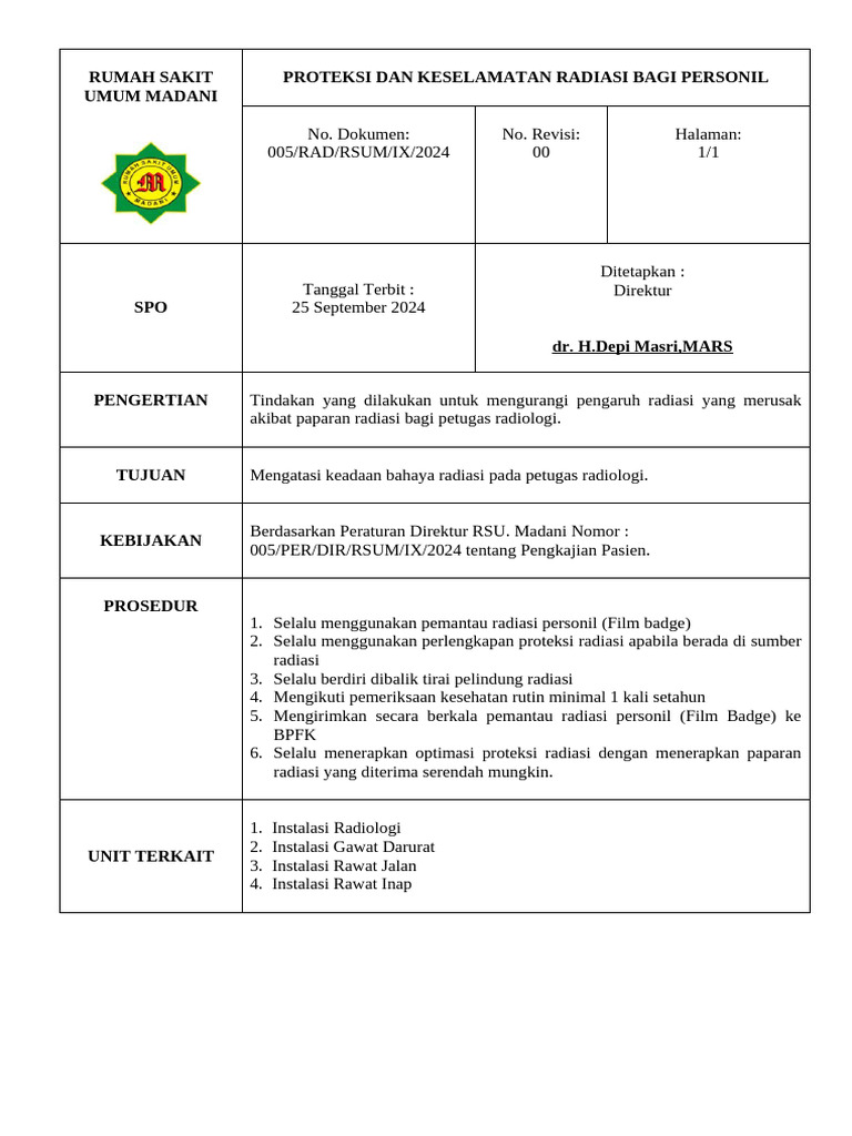 SPO-Penyerahan Hasil Radiologi | PDF