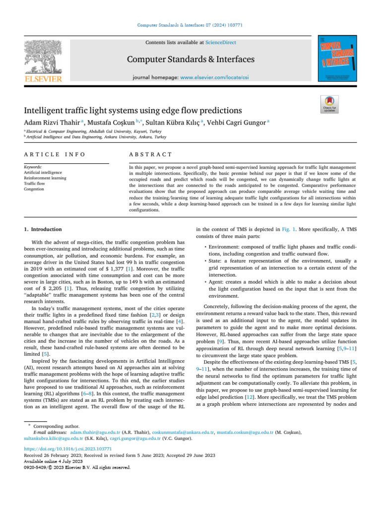 2 Intelligent Traffic Light Systems Using Edge Flow Predictions | PDF | Traffic | Simulation
