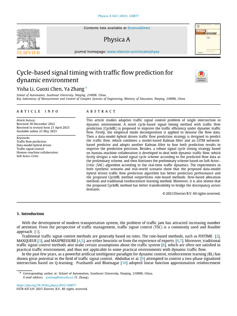 4 Cycle-Based Signal Timing With Traffic Flow Prediction For Dynamic ...