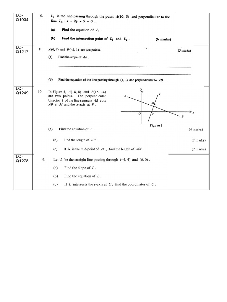 F4 Equation of Straight Line Exercise | PDF