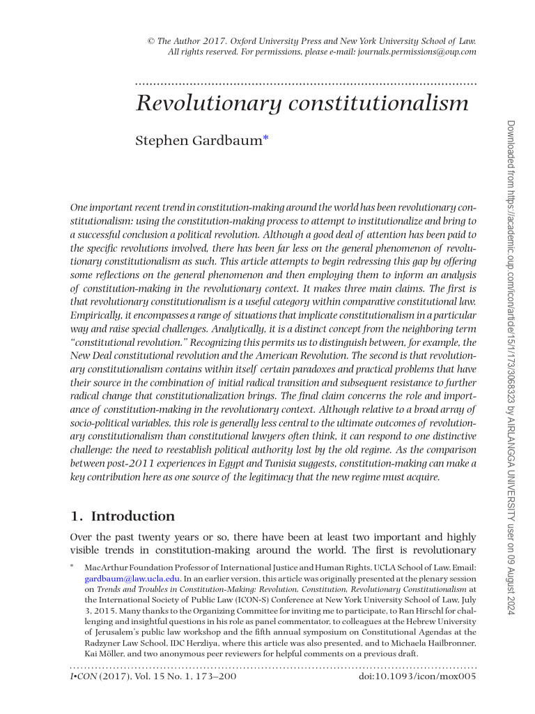 Revolutionary Constitutionalism | PDF | Revolutions | Authoritarianism