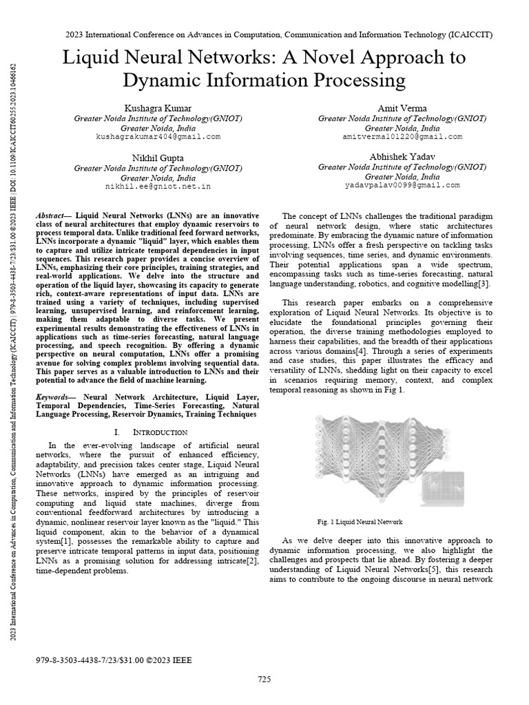 Liquid Neural Networks A Novel Approach To Dynamic Information ...