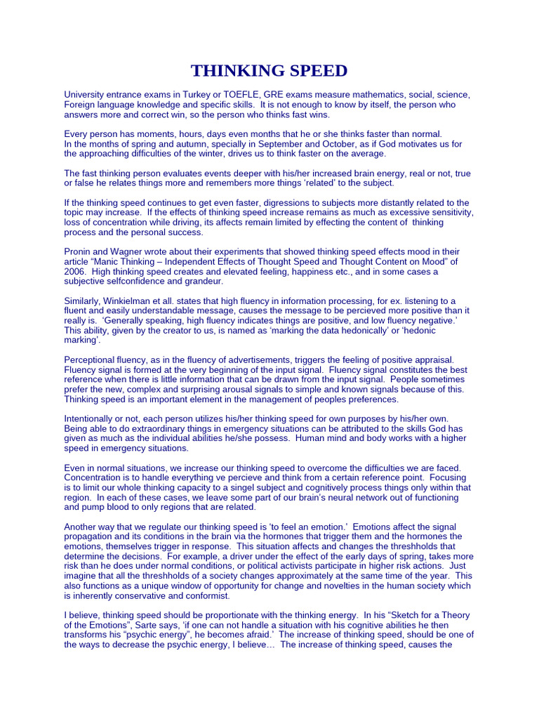 2008 Jul Thinking Speed | PDF | Emotions | Fluency