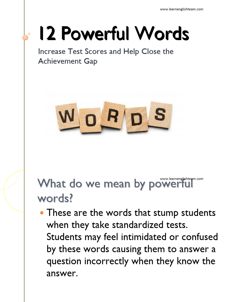 12 Powerful Words | PDF | Cognition | Learning