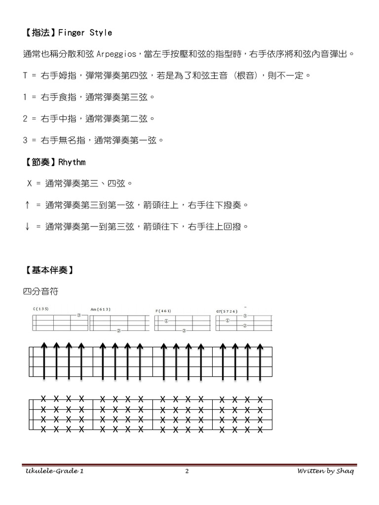 指法節奏入門01 Uke | PDF