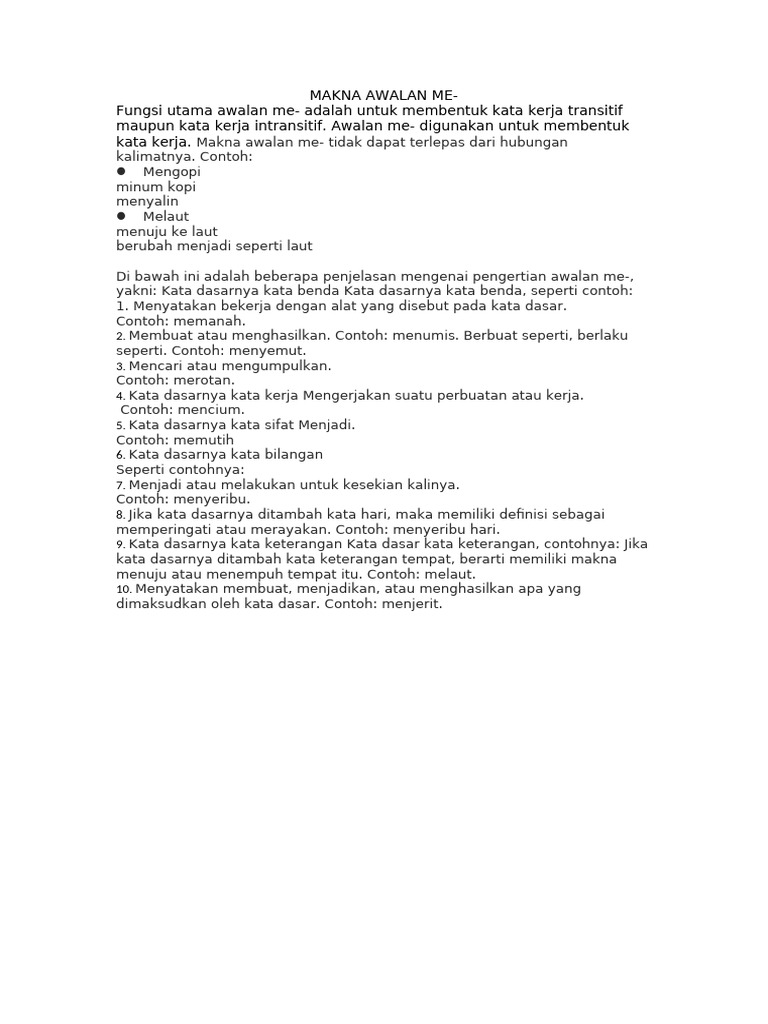 Makna Awalan Me | PDF
