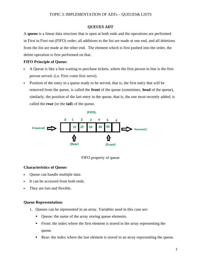 Topic 3 Queues And Lists Adt Pdf Queue Abstract Data Type Software Engineering 
