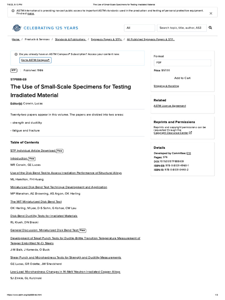 The Use of Small-Scale Specimens For Testing Irradiated Material ...