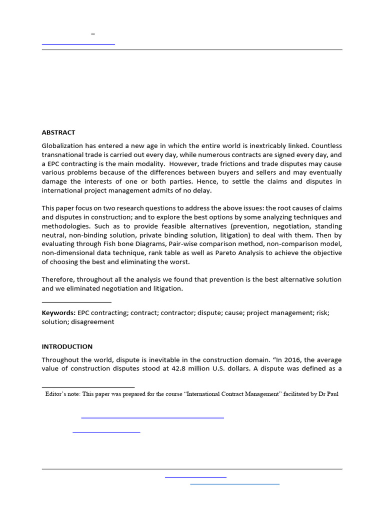 9 The Root Cause of Claims and Disputes | PDF | Mediation | Arbitration