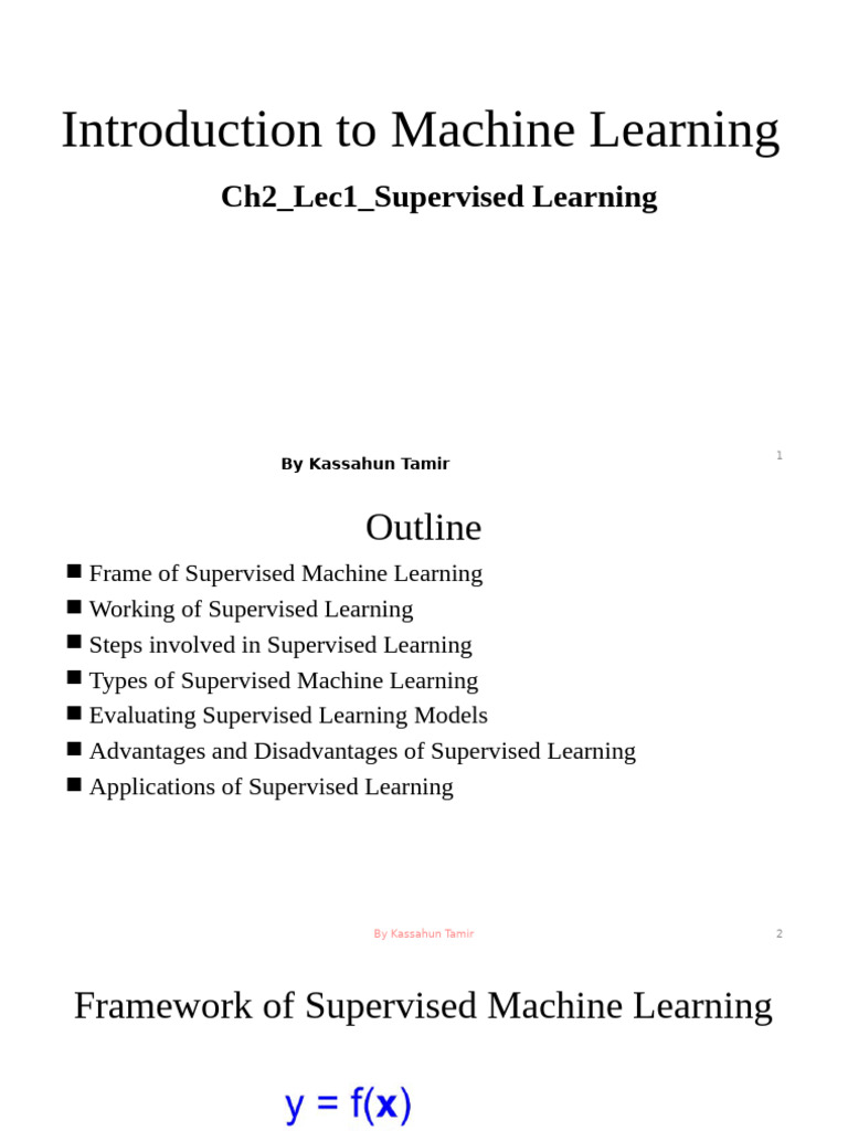 Ch2 - Lec1 - Supervised Learning | PDF | Mean Squared Error | Machine ...