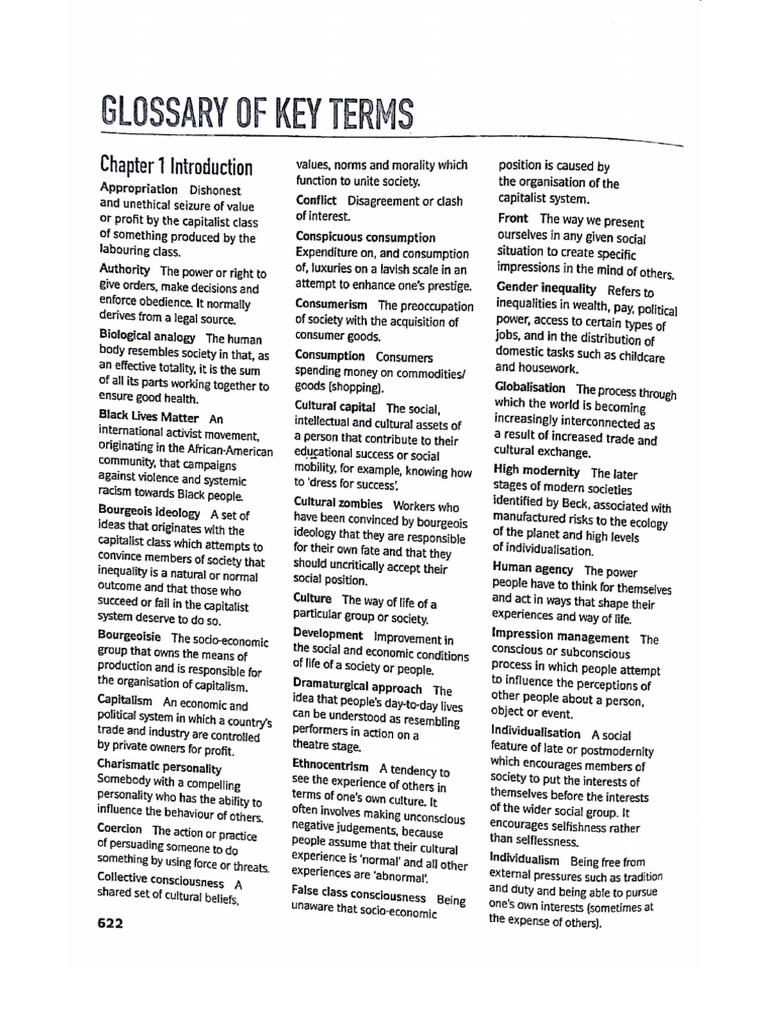 Chapter 1 and 2 Glossary | PDF