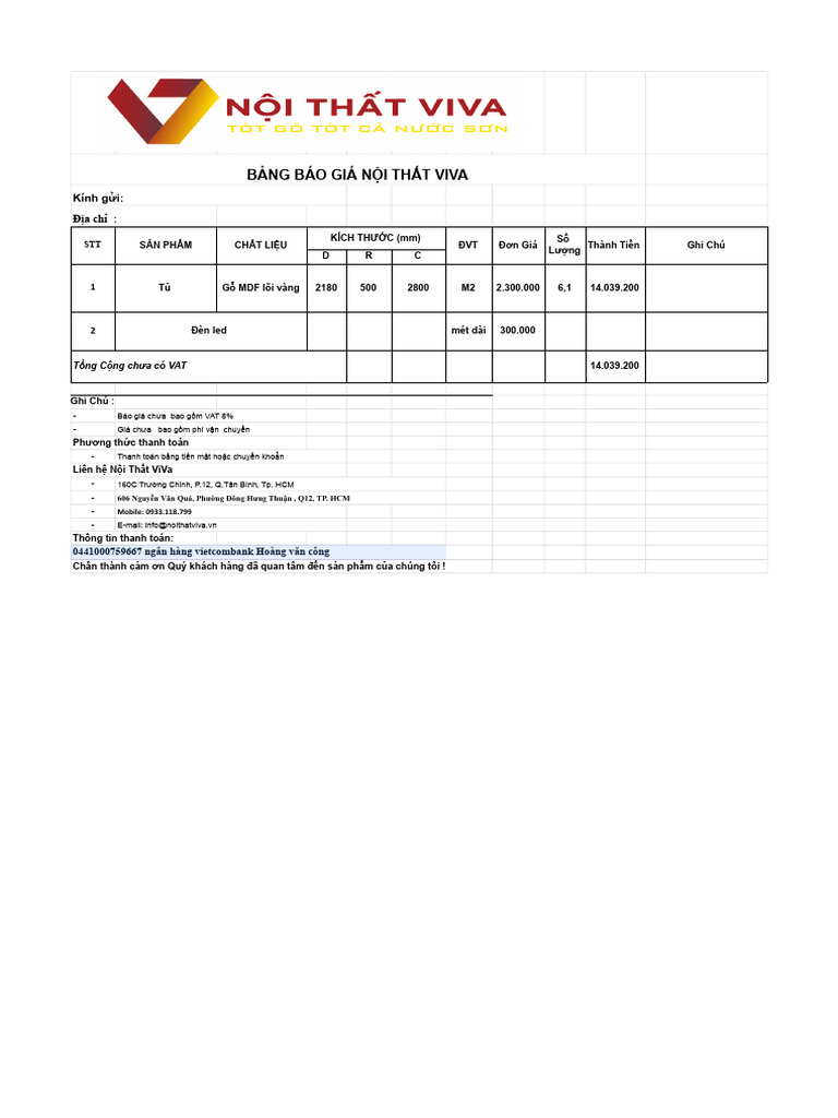 Báo Giá T G MDF Lõi Vàng - Trang Tính1 | PDF