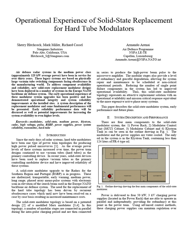 Solid-State Modulator Upgrade for Radars | PDF | Vacuum Tube | Radar