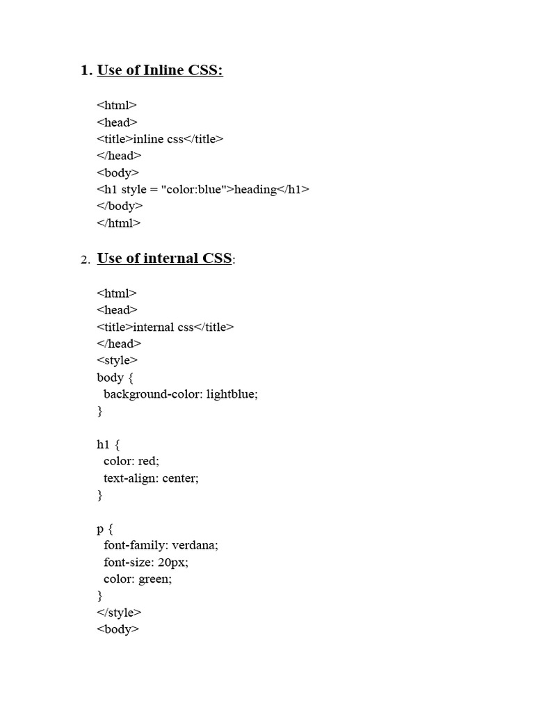 Use of Inline CSS | PDF | Business | Computers